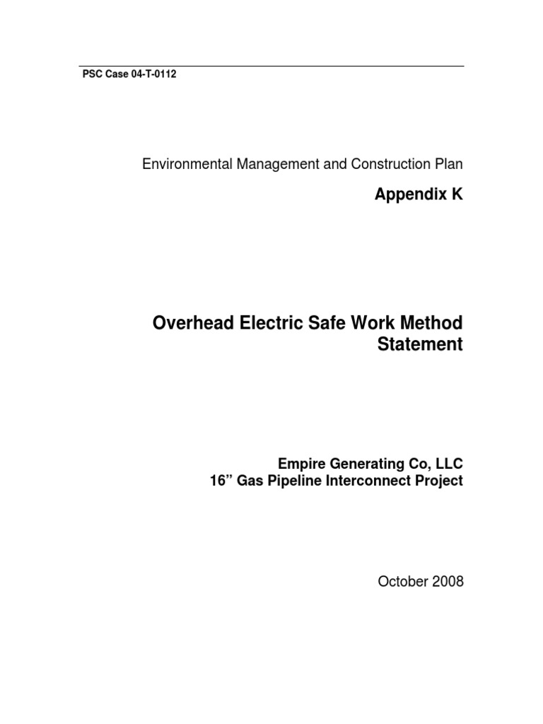 Overhead Electric Safe Work Method Statement: Environmental Management ...