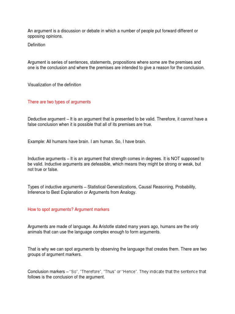 There Are Two Types of Arguments | PDF | Argument | Inference