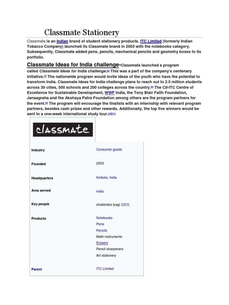 Classmate Stationery: ITC's Student Brand | PDF | Art