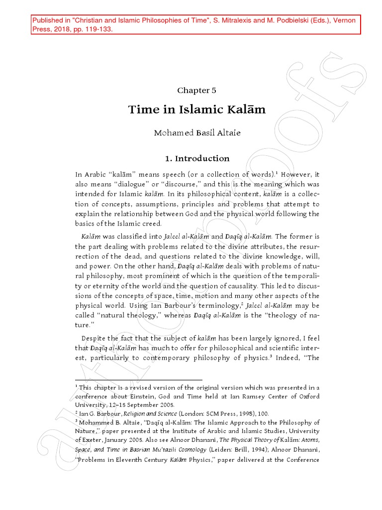 Time in Islamic Kalam | PDF | Time | Islamic Philosophy