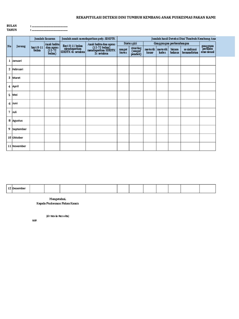 Form Rekap Laporan Sdidtk | PDF