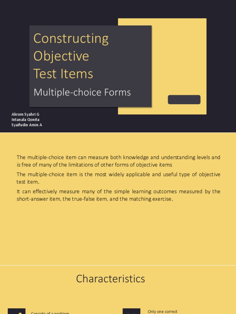 Constructing Objective Test Items: Multiple-Choice Forms | PDF ...