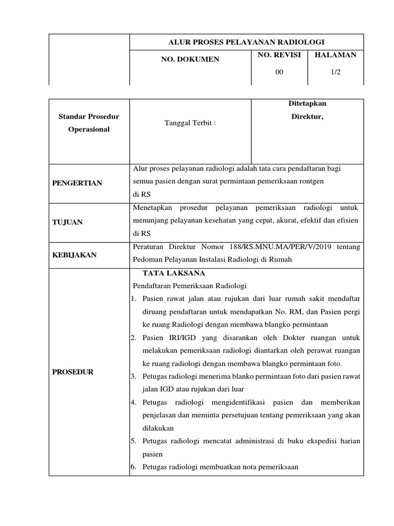 Spo Alur Proses Pelayanan Radiologi | PDF | Griya & Taman | Teknologi & Rekayasa