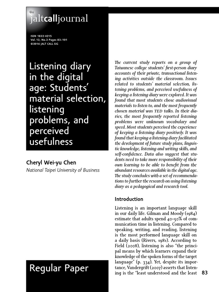 Listening Diary | Download Free PDF | Reading Comprehension | Speech