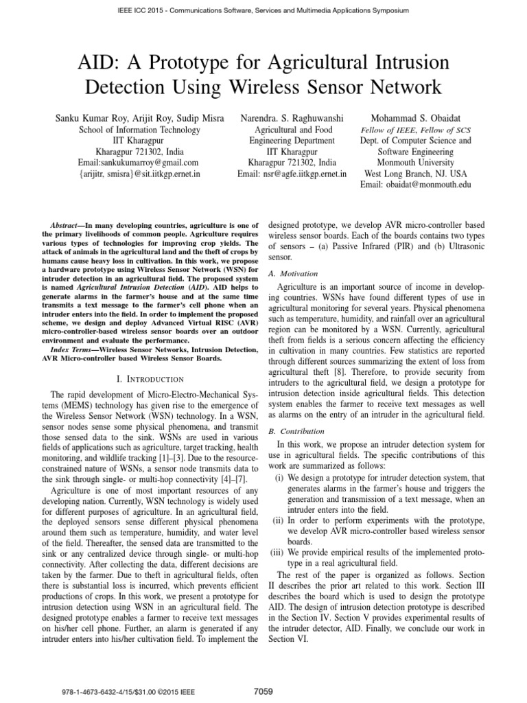 AID: A Prototype For Agricultural Intrusion Detection Using Wireless ...