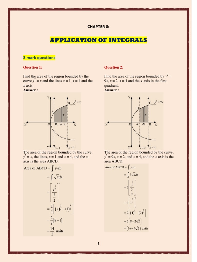 Application of Integrals: 3 Mark Questions | PDF | Ellipse | Area