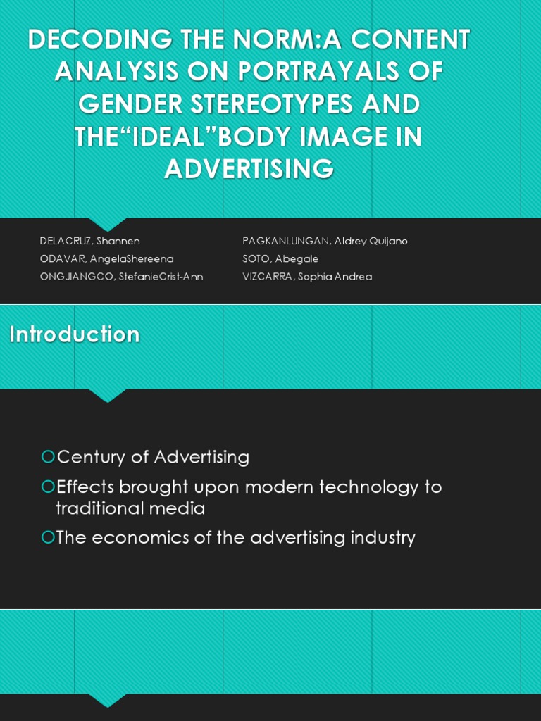 Gender Stereotypes in Advertising Analysis | PDF | Masculinity | Body Image