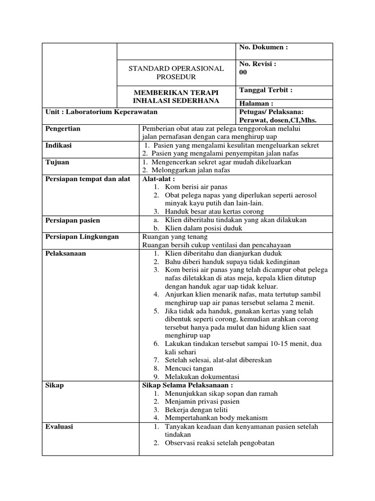 Prosedur Terapi Inhalasi Sederhana | PDF
