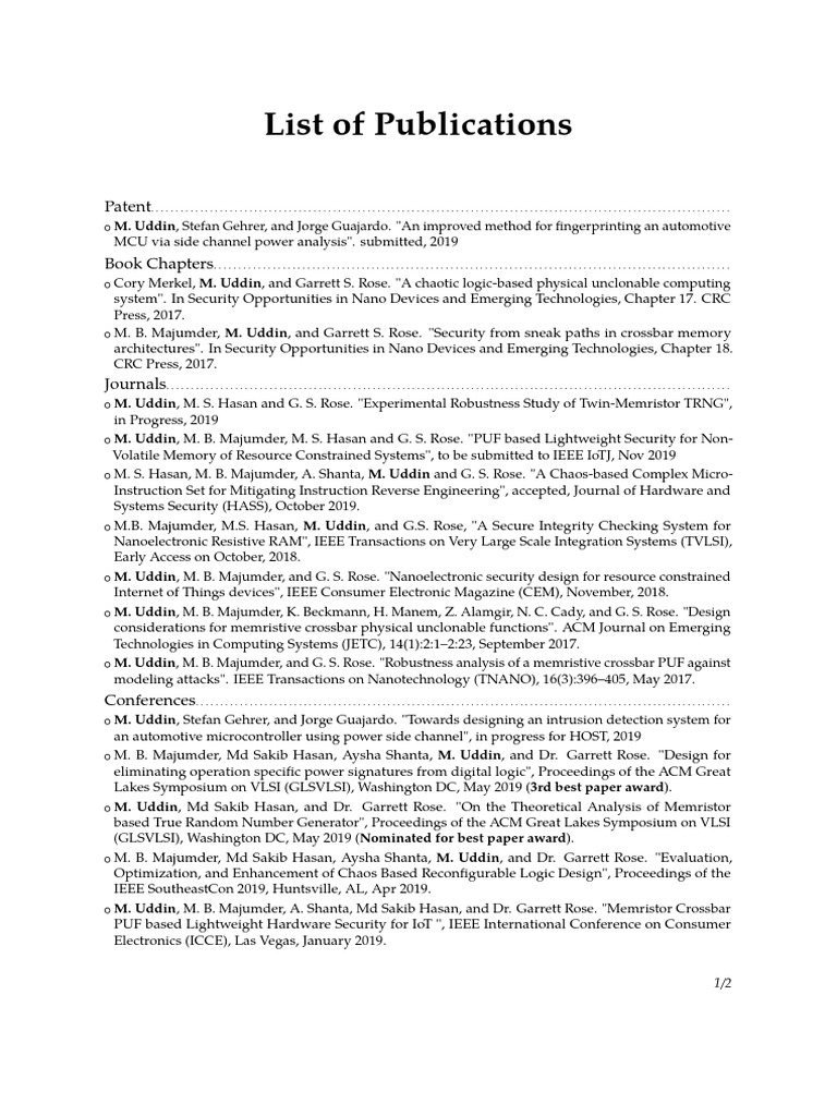 List of Publications: Patent | PDF | Logic Gate | Electronics