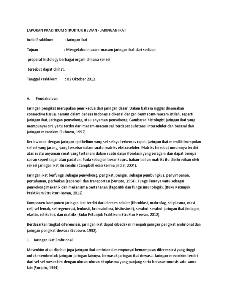 Laporan Praktikum Struktur Hewan | PDF Laporan Praktikum Struktur Hewan | PDF