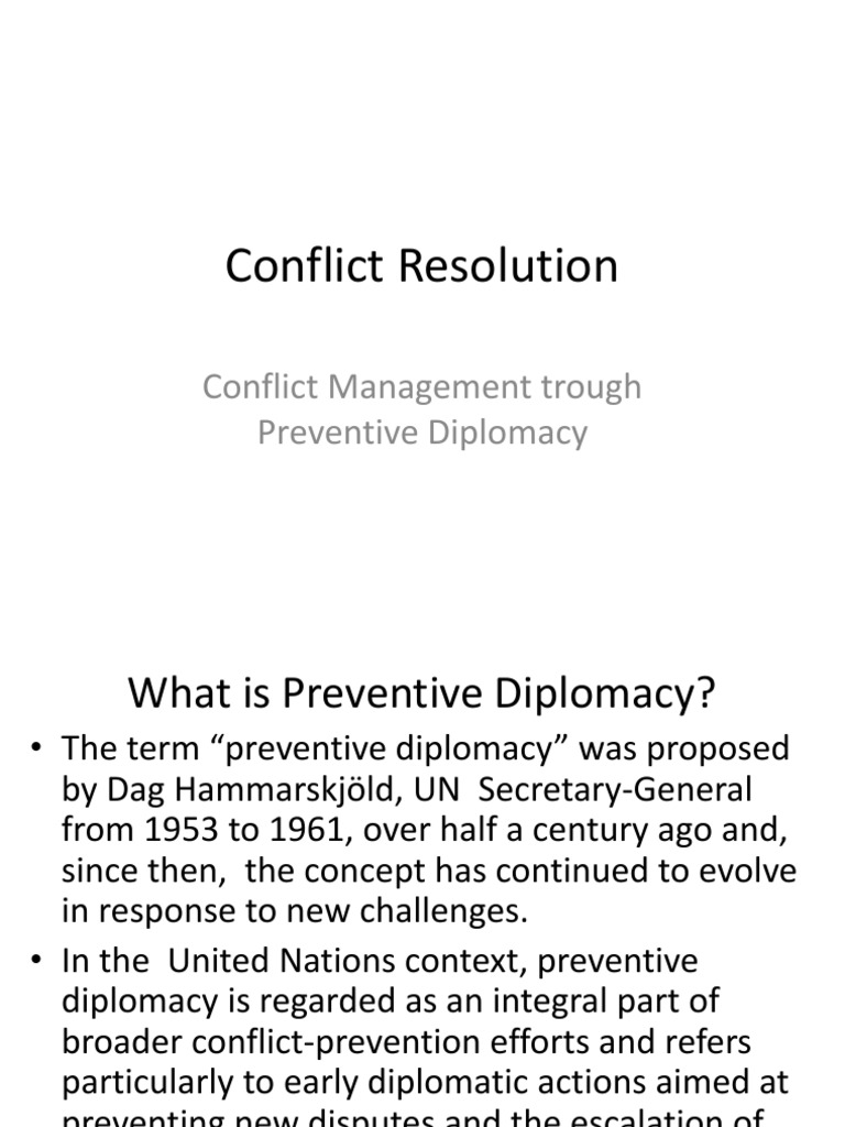 Preventive Diplomacy - Conflict Resolution | PDF | Diplomacy | United ...