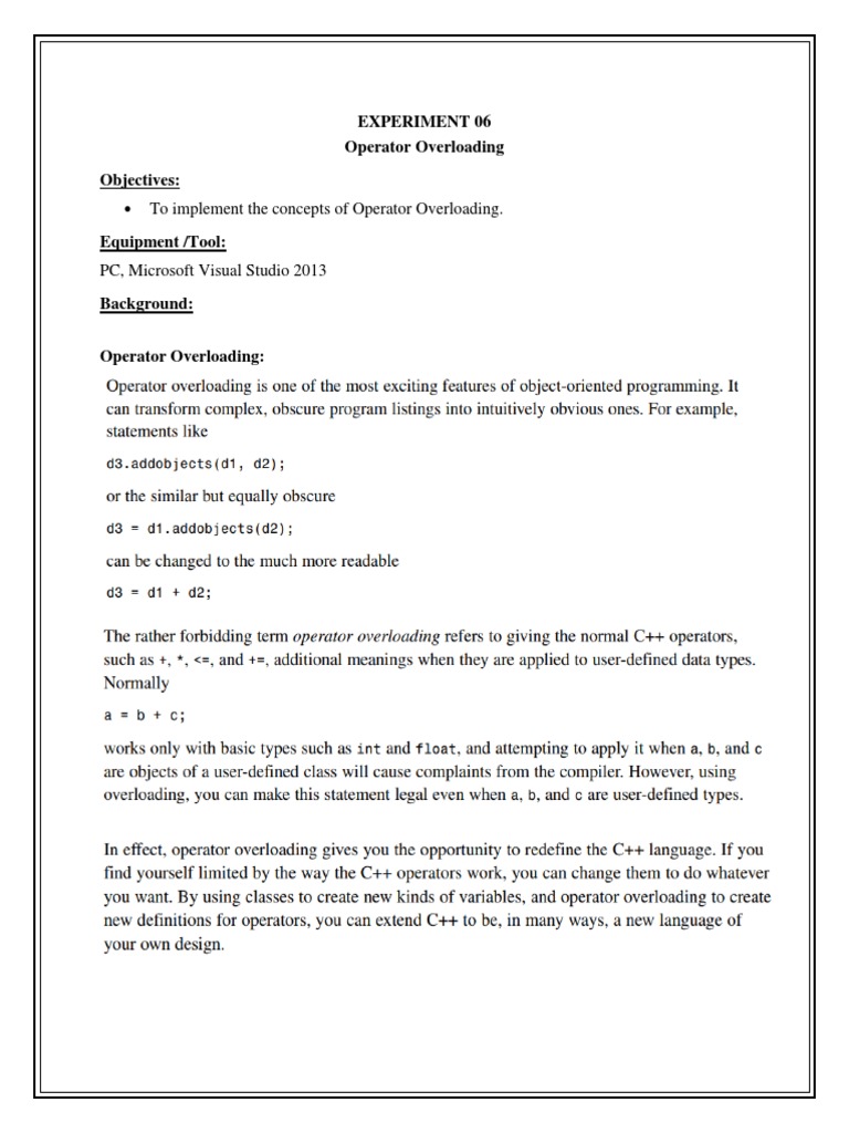 To Implement The Concepts of Operator Overloading | PDF | Complex Number | Matrix (Mathematics)