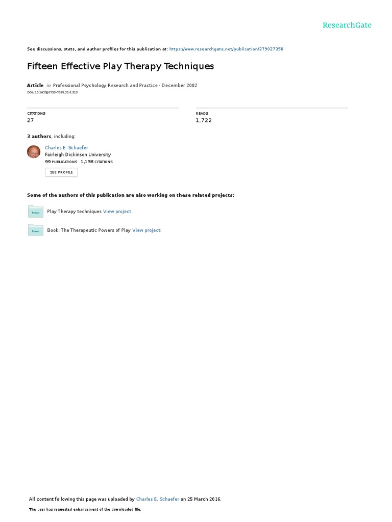 Fifteen Effective Play Therapy Techniques | PDF | Play Therapy ...