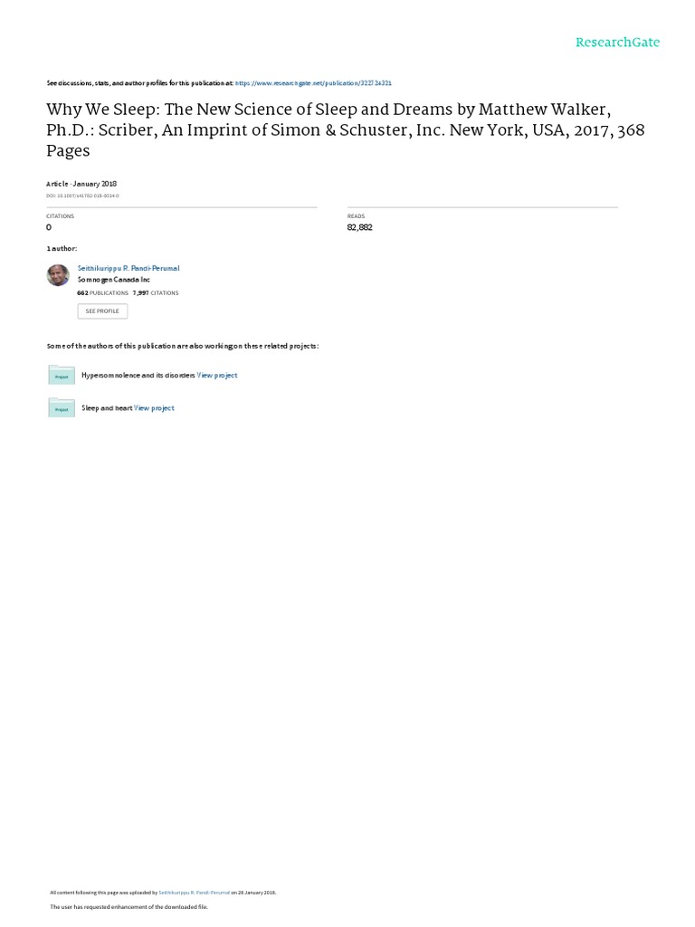 Why We Sleep Pdf Sleep Sleep Disorder