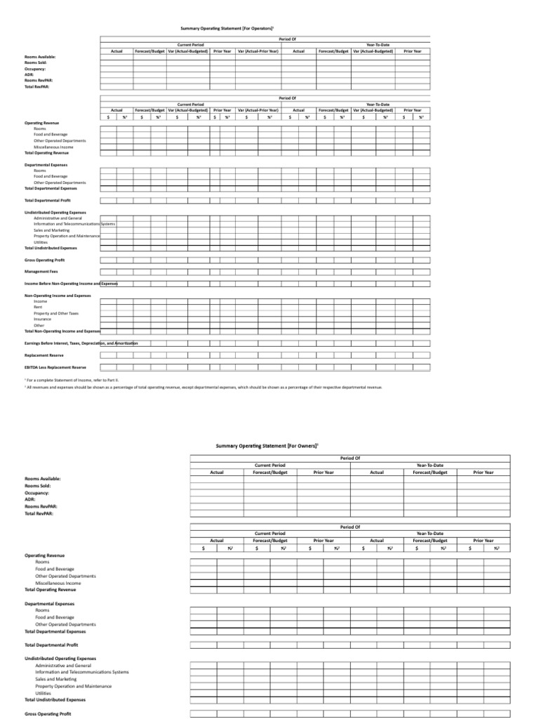 Summary Operating Statement (For Operators) | PDF | Revenue | Fee