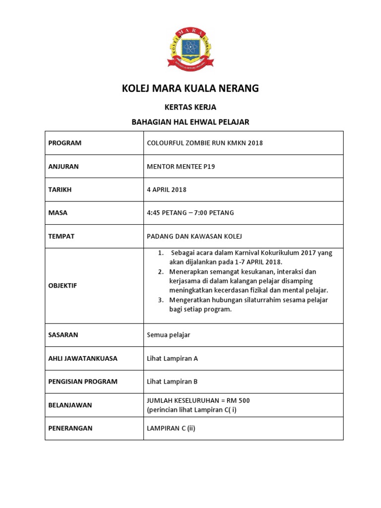 Template Kertas Kerja Hep KMKN | PDF