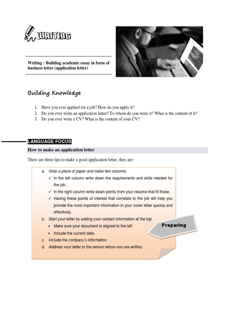 Building Knowledge: Writing: Building Academic Essay in Form of ...