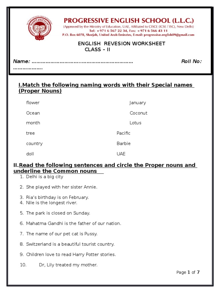 English Holiday Revision Work Sheet Class 2 PDF | PDF | Seed
