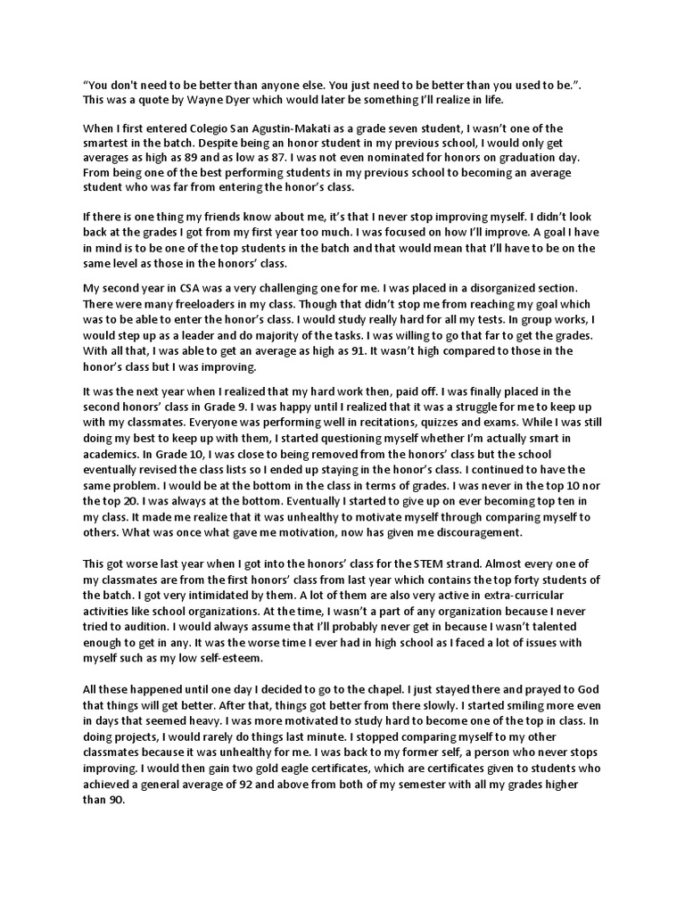 Ateneo Essay | PDF | Cognition | Behavior Modification