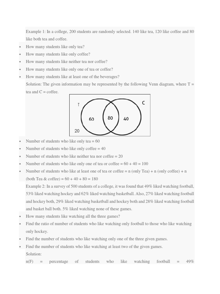 Venn Diagram Prob With Solutions | Download Free PDF | Teaching Mathematics