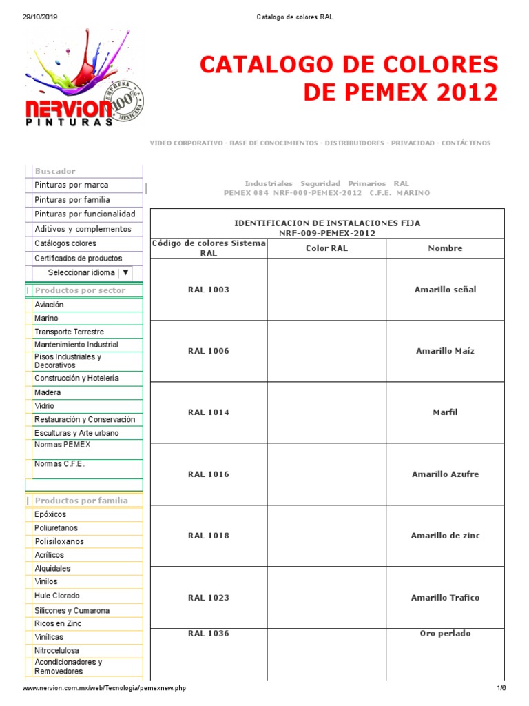 Catálogo de Colores RAL y PEMEX | PDF | Materiales artisticos | Color