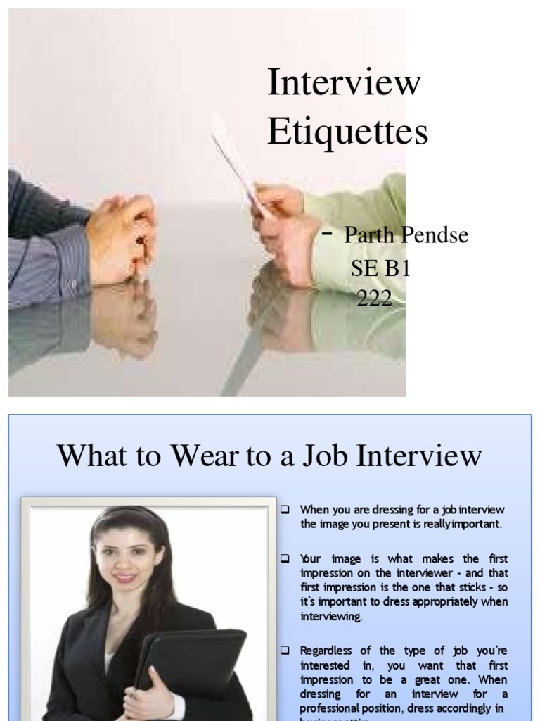 Interview Etiquettes | PDF | Job Interview | Recruitment