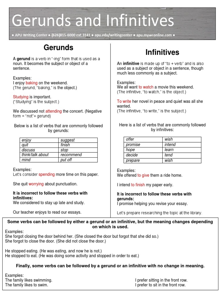 Gerunds and Infinitives-1 | PDF | Verb | Subject (Grammar)