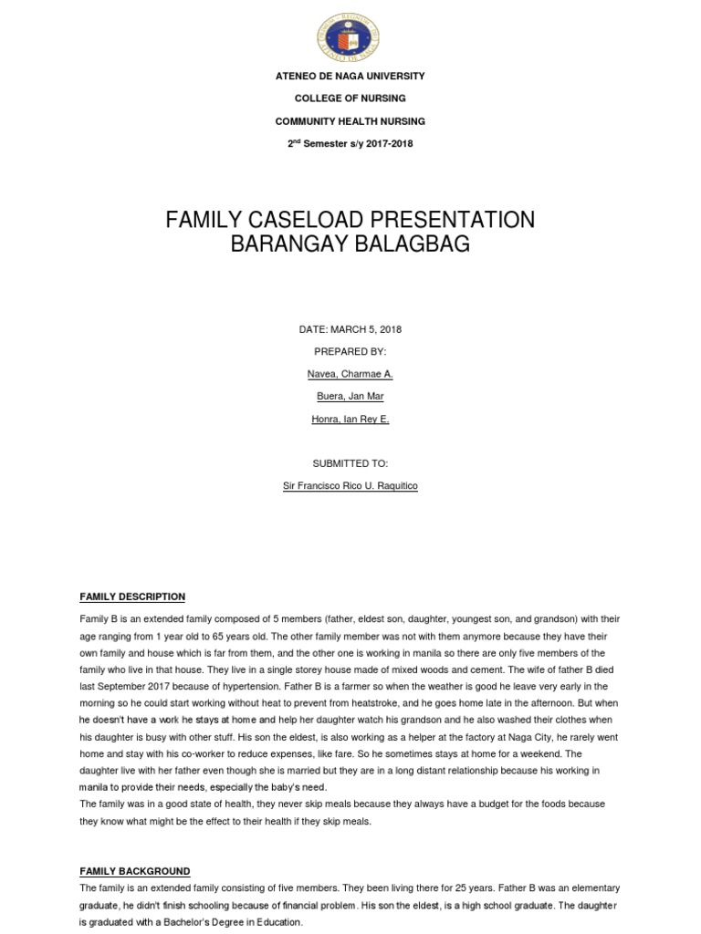 Family Caseload 1 | PDF | Breastfeeding | Sanitation