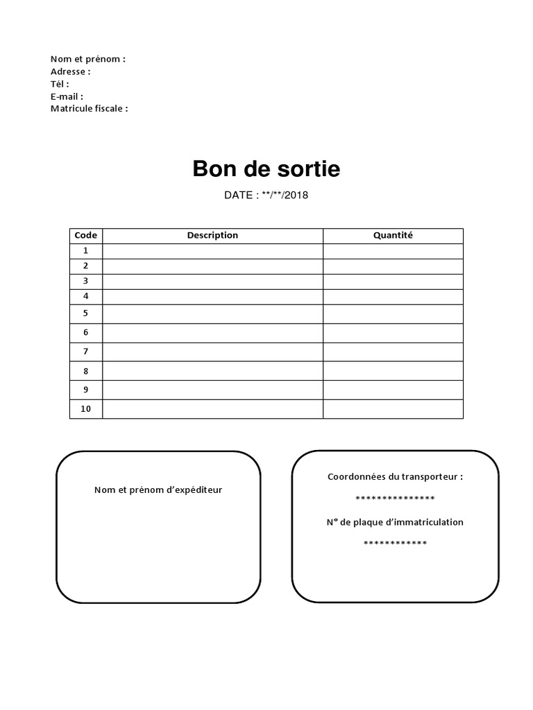 Bon de Sortie | PDF | Finance et gestion monétaire