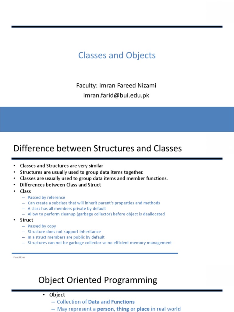 Lecture 6 Classes And Objects Pdf Class Computer Programming Method Computer Programming