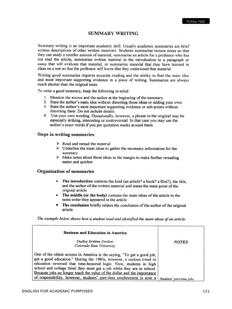 Summary Writing PDF | PDF