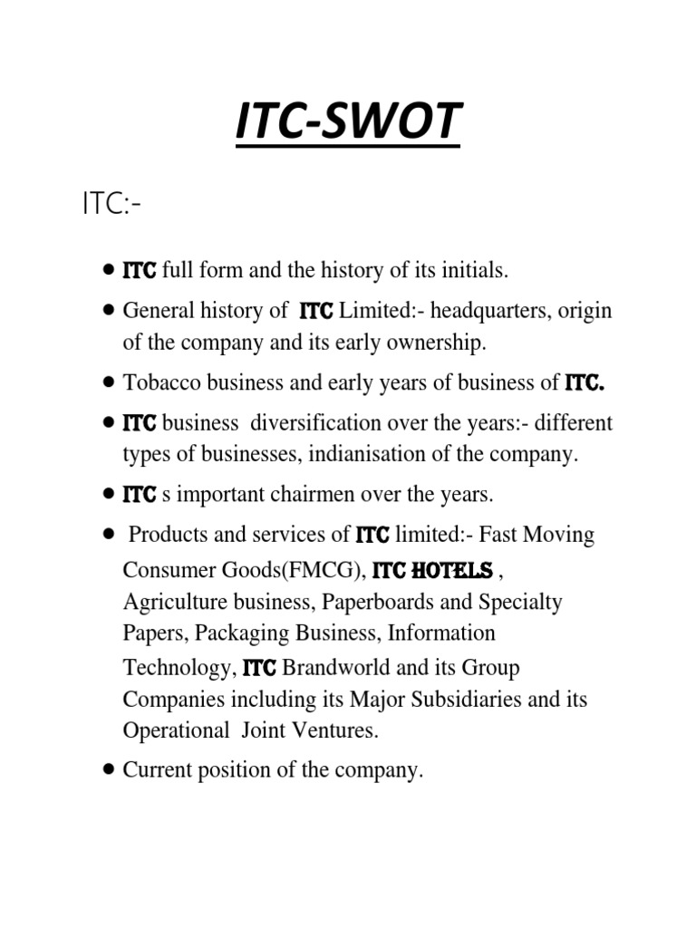 Itc Swot | PDF | Business | Finance & Money Management