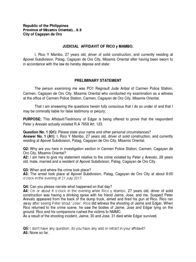 narrative report.docx | Affidavit | Perjury