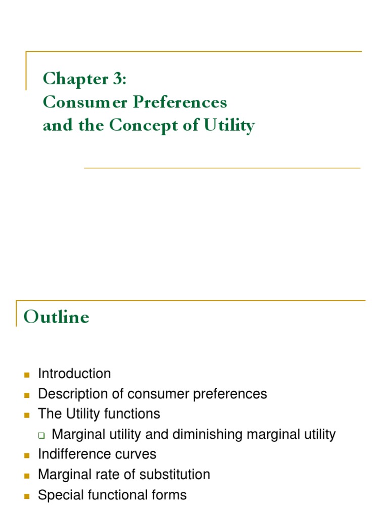 Consumer Preferences and The Concept of Utility | PDF | Utility ...