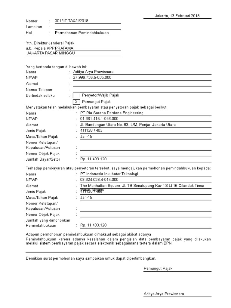 Pindah Buku Pembayaran Pajak | PDF