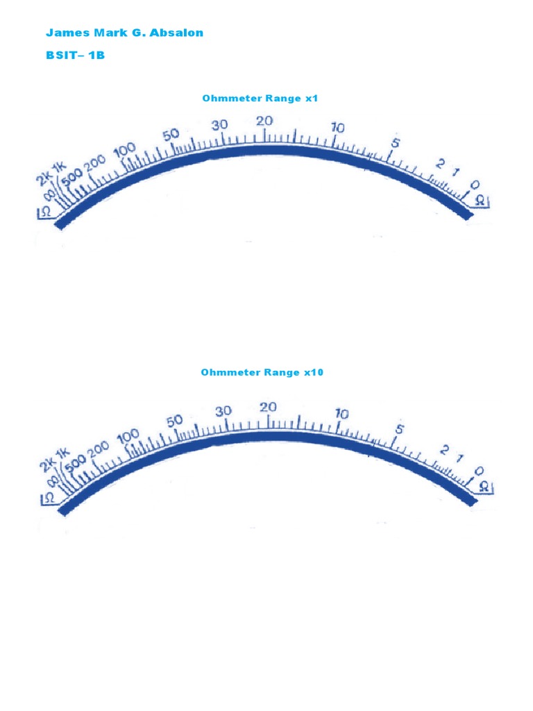 James Mark G. Absalon Bsit - 1B: Ohmmeter Range x1 | PDF