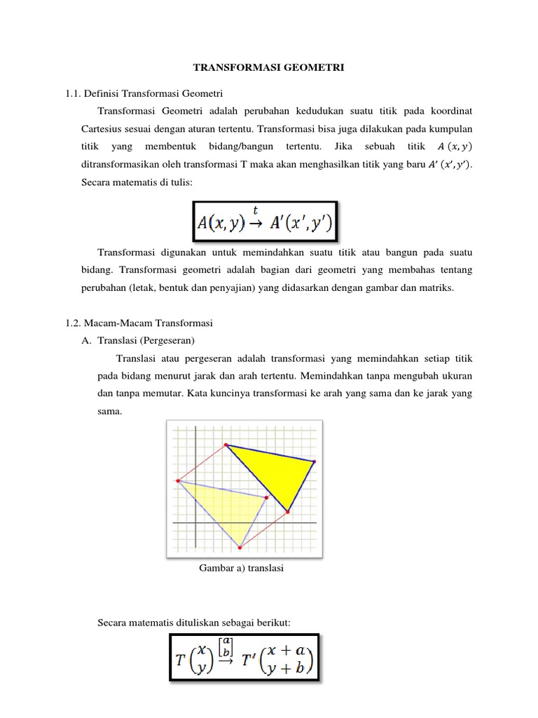 Transformasi Geometri: Translasi dan Refleksi | PDF