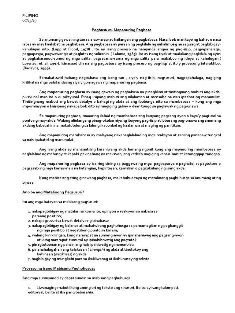 Filipino Notes | PDF