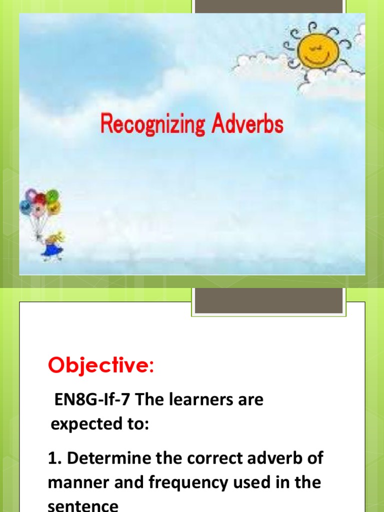 Recognizing Adverbs | PDF | Adverb | Sentence (Linguistics)
