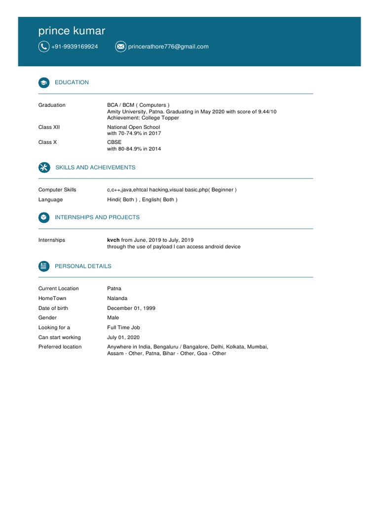 Prince Kumar Resume | PDF