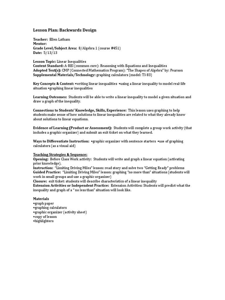 Lesson Plan | PDF | Lesson Plan | Equations