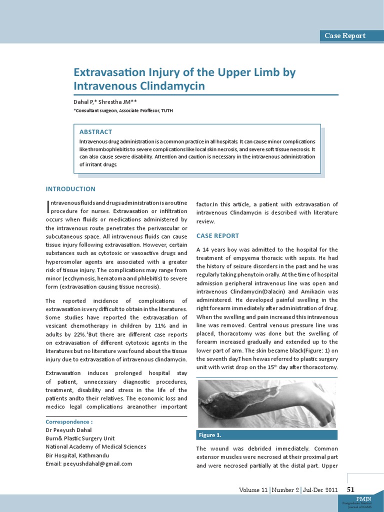 Tissue Necrosis and Disability Due to Extravasation of Intravenous ...