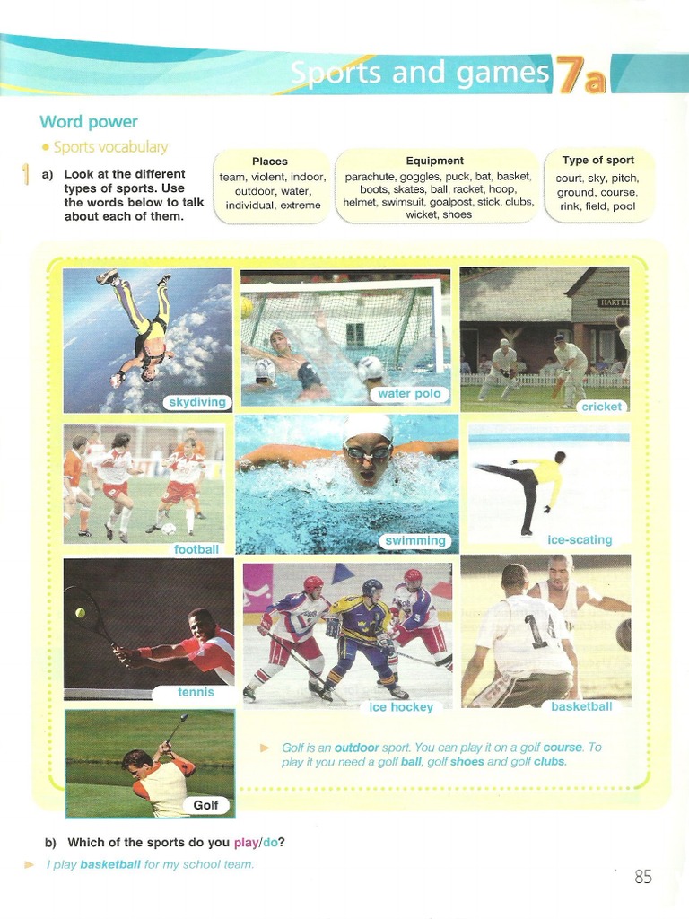 Sports Active Vocabulary | PDF