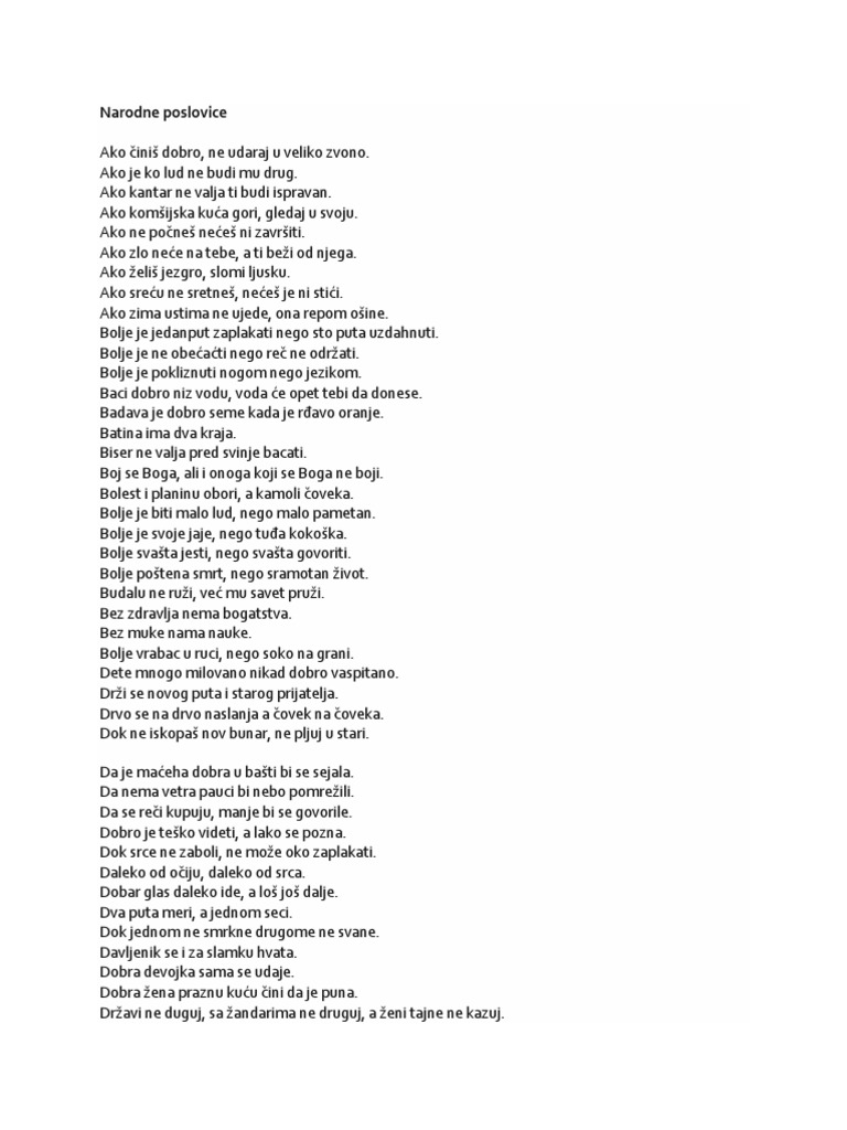 Narodne Poslovice | PDF