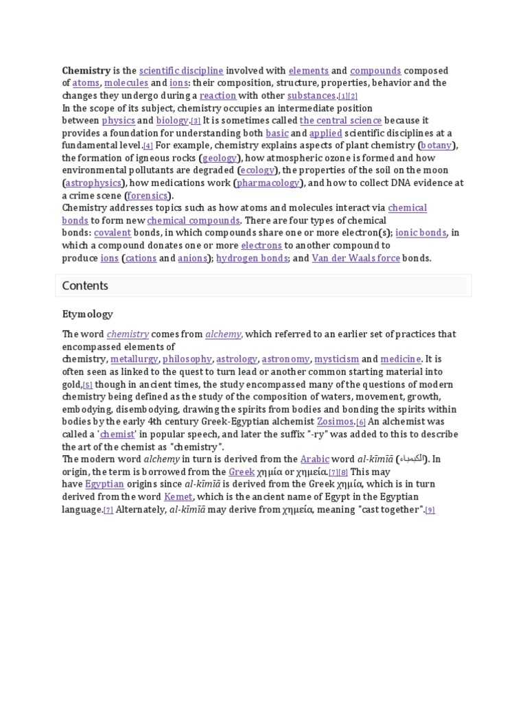 Chemistry Is The: Etymology | PDF | Atoms | Atomic Nucleus