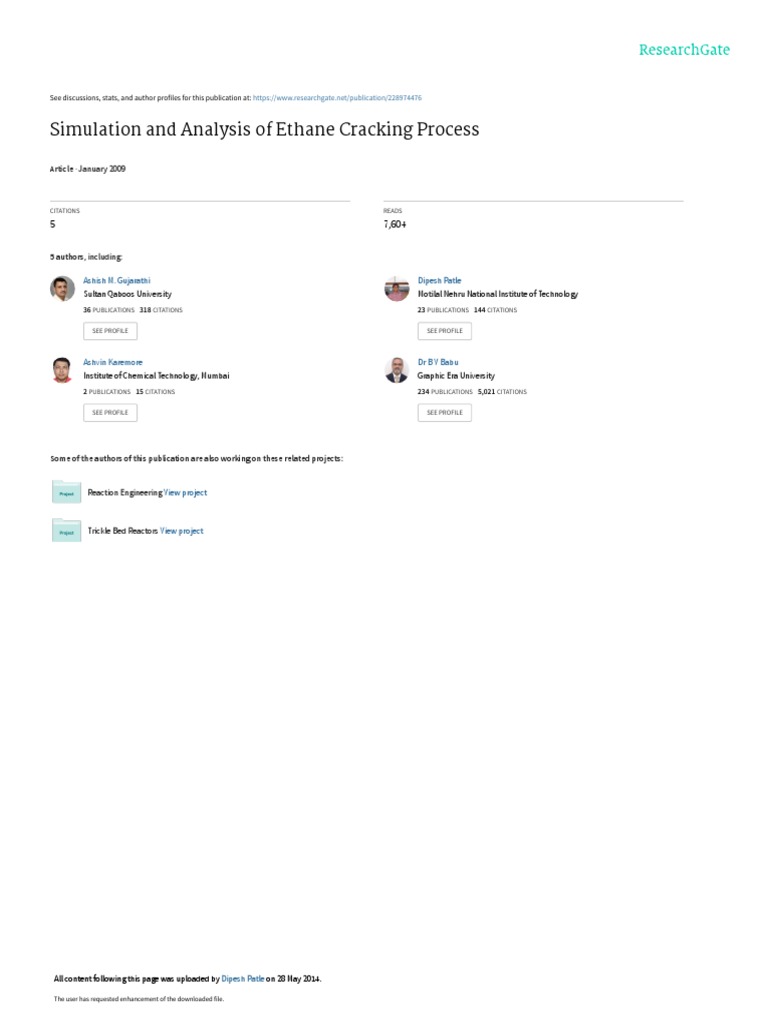 Ethane Cracking Process Simulation Analysis | PDF | Cracking (Chemistry ...