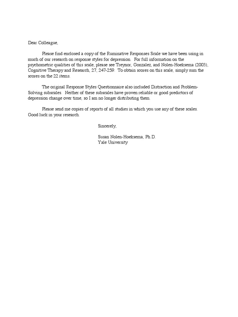 Rumination Scale | Download Free PDF | Psychiatry Related Fields ...