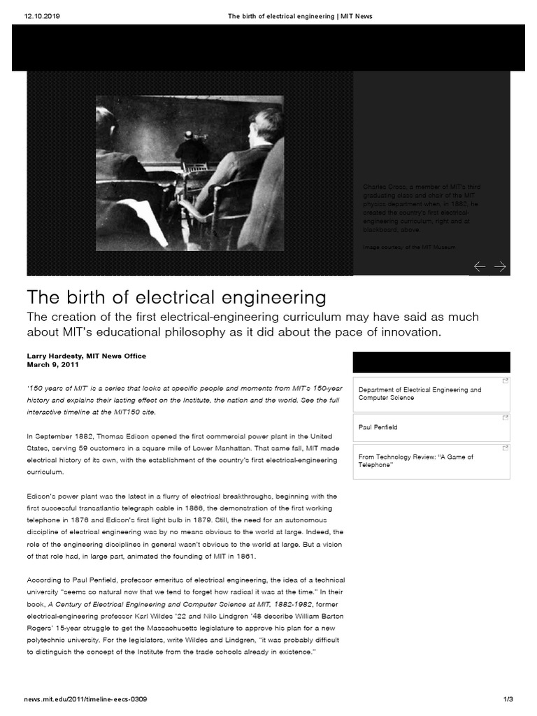 The Birth of Electrical Engineering - MIT News | PDF | Massachusetts ...