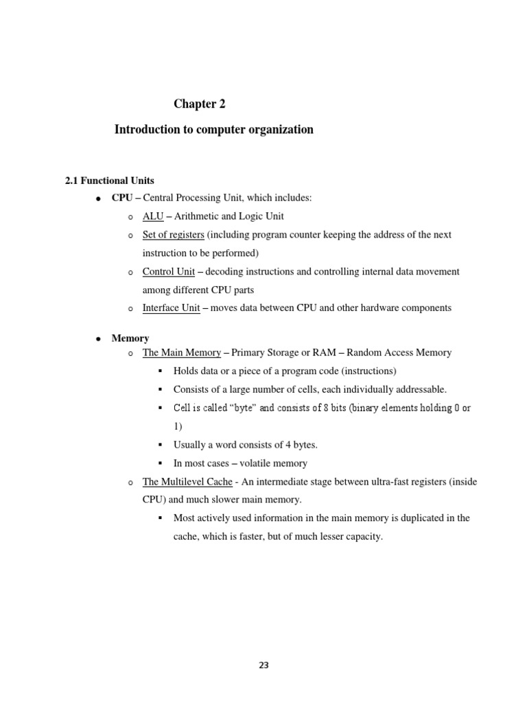 Introduction To Computer Organization: 2.1 Functional Units | PDF | Random Access Memory | Input ...