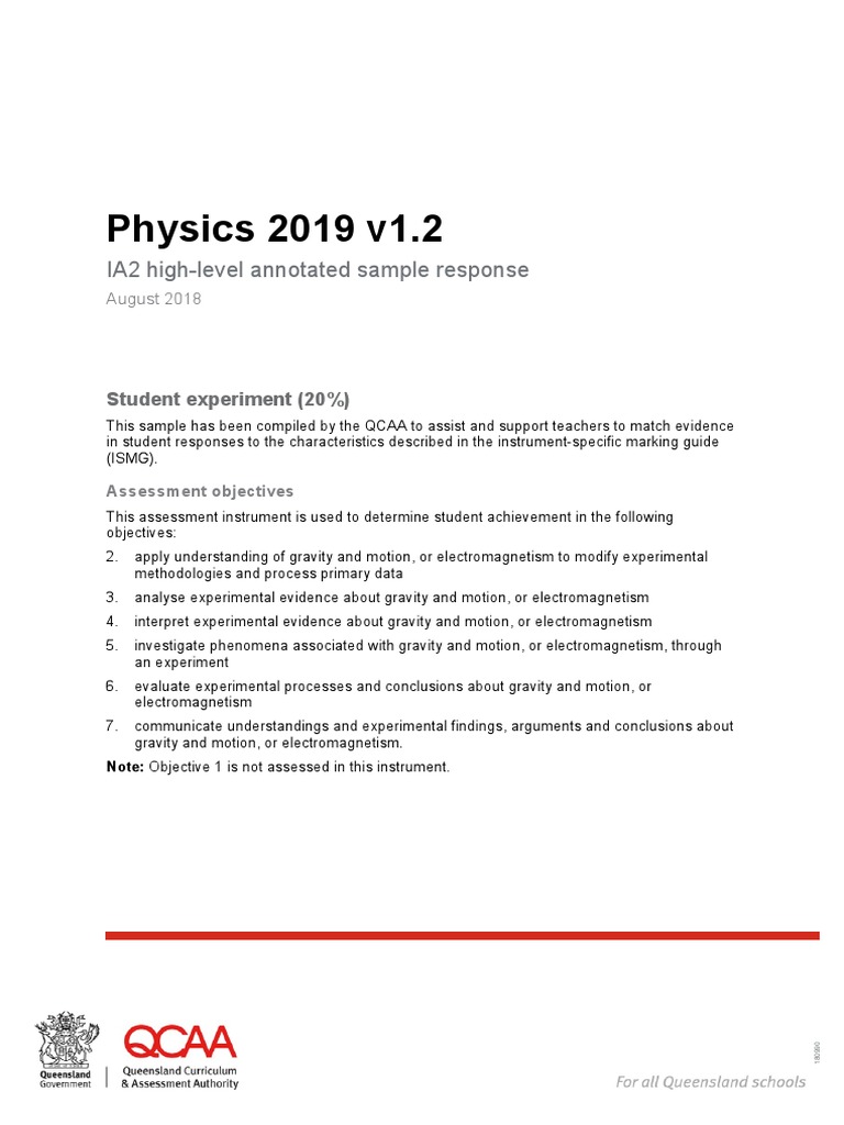 IA2 Physics Experiment Sample Response | PDF | Uncertainty | Experiment